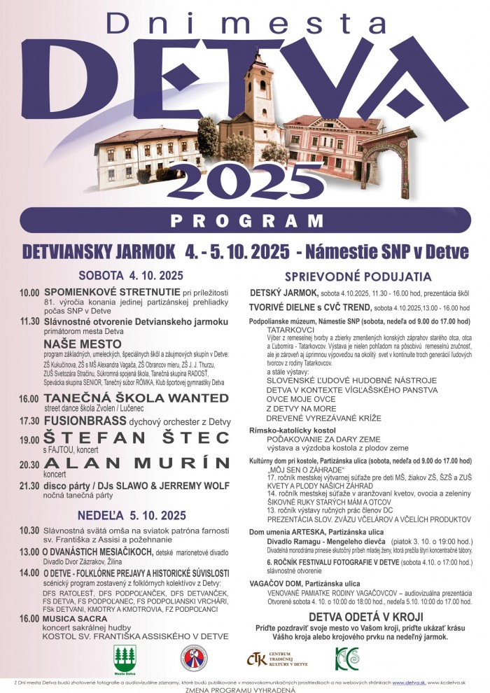 Dni mesta Detva - Región PODPOĽANIE - podujatia